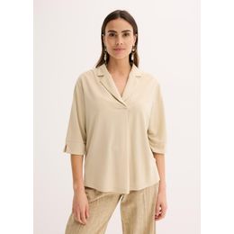 bonprix Tunika-Shirt aus flie&szlig;endem Viskose-Piqu&eacute;, beige