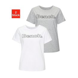 BENCH. LOUNGEWEAR T-Shirt mehrfarbig Gr. 32/34 f&uuml;r Damen. Rundhals und Logodruck. Bequem. Nachhaltig.