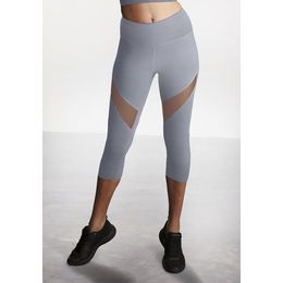 active by Lascana LASCANA ACTIVE Caprileggings mehrfarbig Gr. XS (32/34) f&uuml;r Damen. Mit Mesheinsatz, Logodruck. Figurbetont