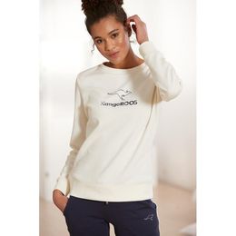 Kangaroos Sweatshirt wei&szlig; Gr. 32/34 f&uuml;r Damen. Rundhals und Logodruck. Bequem. Nachhaltig.