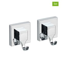 Wenko 2er-Set: Wandhaken "Vacuum-Loc" in Silber - (B)6 x (H)7 cm - 10% | Badezimmer-accessoires