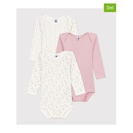 Petit Bateau 3er-Set: Bodys in Rosa/ Weiß - 43% | Größe 62 | Baby-bodys