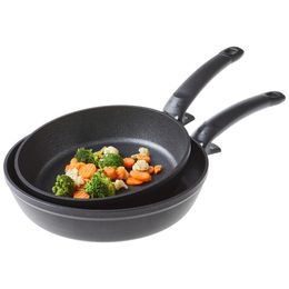 Fissler Pfannenset Adamant&reg; Comfort, Schwarz, Metall, 2-teilig, Made in Germany, kratzfest, antihaftbeschichtet, Skalierung, Kochen, Pfannen, Pfannensets