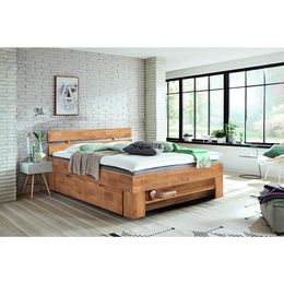 Livetastic Stauraumbett, Eiche, Holz, Wildeiche, massiv, 4 Schublade(n) Schubladen, 140x200 cm, Schlafzimmer, Betten, Stauraumbetten