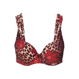 Lingadore Bikinitop Damen Gr&ouml;&szlig;e 75 beige / schoko / rot