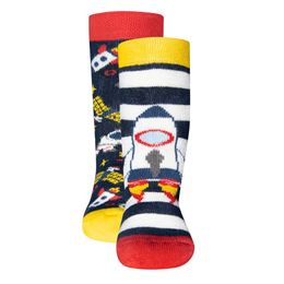 Ewers Socks 'Astronaut' boy size 25/26 Night blue / Lemon yellow / Grey / Dark grey / Blood red