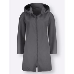 CR&Eacute;ATION L Damen Longjacke mit Kapuze und Seitenschlitzen anthrazit Gr&ouml;&szlig;e 40