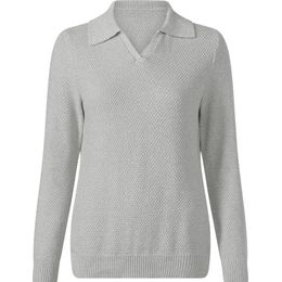 CR&Eacute;ATION L Damen Polopullover in Melange-Qualit&auml;t steingrau-meliert Gr&ouml;&szlig;e 40