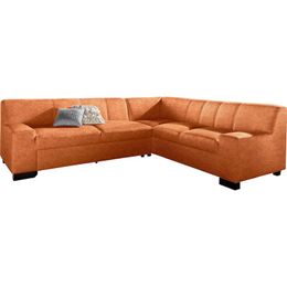 DOMO collection Ecksofa »Norma, moderne Armlehnen, zeitlos und elegant, Breite 247cm, L-Form« wahlweise mit Bettfunktion terrakotta