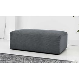 OTTO home Polsterhocker &raquo;Koa Pouf, Webstoff, Cord, Struktur, Chenille&laquo; Wellenunterfederung, weicher Lounge-Sitzkomfort grau 100% Polyester