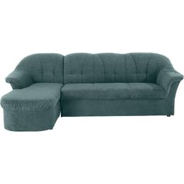 DOMO collection Ecksofa »Pegnitz, elegante Rückensteppung, komfortabel, Breite 238cm, L-Form« wahlweise mit Bettfunktion petrol