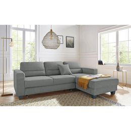 Trendmanufaktur Ecksofa &raquo;Chamber, zeitlos & modern, hoher Sitzkomfort, Breite 247cm, L-Form&laquo; inklusive einer Kopfst&uuml;tze, wahlweise mit Schlaffunktion 