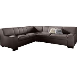 DOMO collection Ecksofa »Norma, moderne Armlehnen, zeitlos und elegant, Breite 247cm, L-Form« wahlweise mit Bettfunktion braun