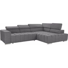 exxpo - sofa fashion Ecksofa &raquo;Elias, aktuelle Kreuzsteppung im Sitz, bequem, Breite 307cm, L-Form&laquo; mit Kopf- bzw. R&uuml;ckenverstellung, wahlweise mit 