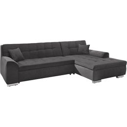 DOMO collection Ecksofa &raquo;Aversa, moderne Steppung, geschwungene Armlehnen, Breite 267cm&laquo; L-Form, wahlweise mit Bettfunktion braun Struktur weich (100%