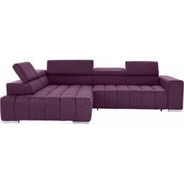 exxpo - sofa fashion Ecksofa &raquo;Elias, aktuelle Kreuzsteppung im Sitz, bequem, Breite 307cm, L-Form&laquo; mit Kopf- bzw. R&uuml;ckenverstellung, wahlweise mit 