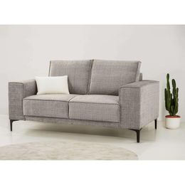 OTTO home 2-Sitzer &raquo;Kompaktsofa Oland, Struktur, Flachgewebe, Luxus-Microfaser, Boucle&laquo; 164 cm, Wellenunterfederung, Skandi-Design, Metallf&uuml;&szlig;e grau 