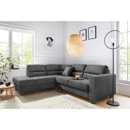 Trendmanufaktur Ecksofa &raquo;Chamber, zeitlos&modern, hoher Sitzkomfort, Breite 245cm, L-Form&laquo; wahlweise mit Schlaffunktion grau