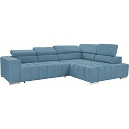 exxpo - sofa fashion Ecksofa &raquo;Elias, aktuelle Kreuzsteppung im Sitz, bequem, Breite 307cm, L-Form&laquo; mit Kopf- bzw. R&uuml;ckenverstellung, wahlweise mit 
