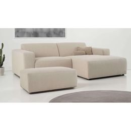 OTTO home Ecksofa &raquo;Koa,228cm, L-Form, Modulsofa, Webstoff, Cord, Struktur, Chenille&laquo; Designsofa, Set, Hocker inklusive, weicher Lounge-Sitzkomfort 