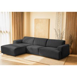 Home Affaire Ecksofa &raquo;Linkka, Breite 301 cm&laquo; L-Form, in einem weichen Chenille-Stoff, mit Wellenunterfederung schwarz 90% PES, 10% Nylon