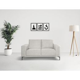 OTTO home 2-Sitzer &raquo;Kompaktsofa Oland, Struktur, Flachgewebe, Luxus-Microfaser, Boucle&laquo; 164 cm, Wellenunterfederung, Skandi-Design, Metallf&uuml;&szlig;e braun 