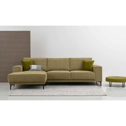 OTTO HOME Ecksofa »Polsterecke Oland, Struktur, Flachgewebe, Luxus-Microfaser, Boucle« L-Form, 280 cm, Wellenunterfederung, Skandi-Design,...