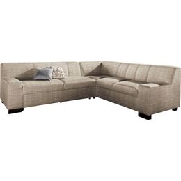 DOMO collection Ecksofa »Norma, moderne Armlehnen, zeitlos und elegant, Breite 247cm, L-Form« wahlweise mit Bettfunktion beige
