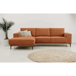 OTTO HOME Ecksofa »Polsterecke Oland, Struktur, Flachgewebe, Luxus-Microfaser, Boucle« L-Form, 280 cm, Wellenunterfederung, Skandi-Design,...