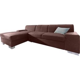 DOMO collection Ecksofa &raquo;Star, zeitlose Formensprache, elegante Optik, Breite 248cm, L-Form&laquo; wahlweise mit Bettfunktion, OTTOs Choice braun Softlux -