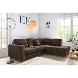 Trendmanufaktur Ecksofa &raquo;Chamber, zeitlos&modern, hoher Sitzkomfort, Breite 245cm, L-Form&laquo; wahlweise mit Schlaffunktion braun