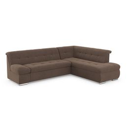 DOMO collection Ecksofa &raquo;Mona L-Form bequem und komfortabel, Breite 271cm, L-Form&laquo; wahlweise mit Bett- und Armlehnfunktion braun Struktur fein 100% 