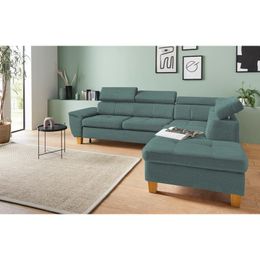 exxpo - SOFA FASHION Ecksofa »Enya, hoher Sitzkomfort, Breite 266cm, bequem, 12cm hohe Füße, L-Form« mit Kopfteilverstellung, wahlweise...