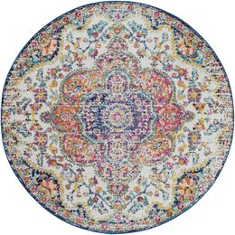 LIVABLISS Teppich »RABAT« rund 8 mm Höhe Vintage Orientteppich, Kurzflor Boho Wohnzimmerteppich, Läufer bunt Obermaterial: 100% Polypropylen Ø 160...