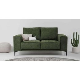 OTTO home 2-Sitzer &raquo;Kompaktsofa Oland, Struktur, Flachgewebe, Luxus-Microfaser, Boucle&laquo; 164 cm, Wellenunterfederung, Skandi-Design, Metallf&uuml;&szlig;e gr&uuml;n 