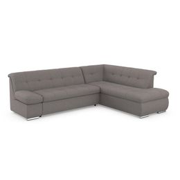 DOMO collection Ecksofa &raquo;Mona L-Form bequem und komfortabel, Breite 271cm, L-Form&laquo; wahlweise mit Bett- und Armlehnfunktion braun Struktur fein 100% 