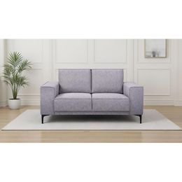 OTTO home 2-Sitzer &raquo;Kompaktsofa Oland, Struktur, Flachgewebe, Luxus-Microfaser, Boucle&laquo; 164 cm, Wellenunterfederung, Skandi-Design, Metallf&uuml;&szlig;e grau 