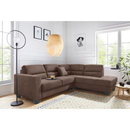 Trendmanufaktur Ecksofa &raquo;Chamber, zeitlos&modern, hoher Sitzkomfort, Breite 245cm, L-Form&laquo; wahlweise mit Schlaffunktion braun