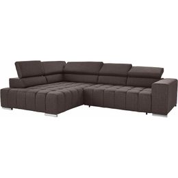 exxpo - sofa fashion Ecksofa &raquo;Elias, aktuelle Kreuzsteppung im Sitz, bequem, Breite 307cm, L-Form&laquo; mit Kopf- bzw. R&uuml;ckenverstellung, wahlweise mit 