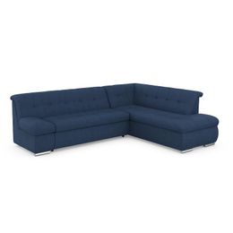 DOMO collection Ecksofa »Mona L-Form bequem und komfortabel, Breite 271cm, L-Form« wahlweise mit Bett- und Armlehnfunktion blau
