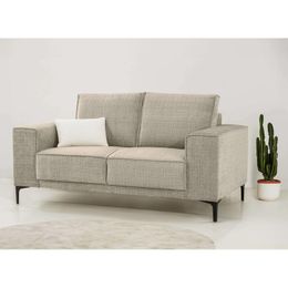 OTTO home 2-Sitzer &raquo;Kompaktsofa Oland, Struktur, Flachgewebe, Luxus-Microfaser, Boucle&laquo; 164 cm, Wellenunterfederung, Skandi-Design, Metallf&uuml;&szlig;e 100% 