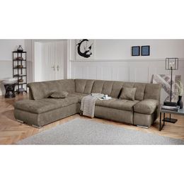 DOMO collection Ecksofa &raquo;Mona L-Form bequem und komfortabel, Breite 271cm, L-Form&laquo; wahlweise mit Bett- und Armlehnfunktion braun Struktur fein 100% 