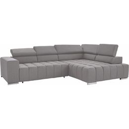 exxpo - sofa fashion Ecksofa &raquo;Elias, aktuelle Kreuzsteppung im Sitz, bequem, Breite 307cm, L-Form&laquo; mit Kopf- bzw. R&uuml;ckenverstellung, wahlweise mit 
