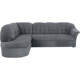 DOMO collection Ecksofa »Pegnitz, zeitlose und elegante Rückensteppung, Breite 246cm, L-Form« wahlweise mit Bettfunktion grau