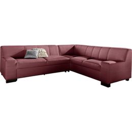 DOMO collection Ecksofa &raquo;Norma, moderne Armlehnen, zeitlos und elegant, Breite 247cm, L-Form&laquo; wahlweise mit Bettfunktion rot Microfaser PRIMABELLE (
