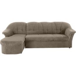 DOMO collection Ecksofa &raquo;Pegnitz, elegante R&uuml;ckensteppung, komfortabel, Breite 238cm, L-Form&laquo; wahlweise mit Bettfunktion braun 95% Polyester, 5% Nylon
