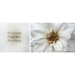 queence Leinwandbild &raquo;Live, Laugh & Love&laquo; Blumen Blumenbilder Kunst Modern Schriftzug Schriftz&uuml;ge Spa Spa Bilder Spr&uuml;che Spr&uuml;che...