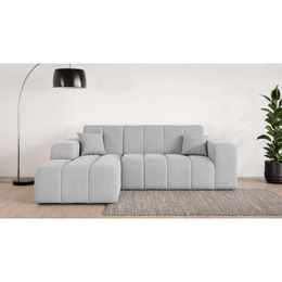 OTTO home Ecksofa &raquo;CASSY L-Form, Schlafsofa mit Bettkasten, Ma&szlig;e B/T/H: 245/165/88 cm&laquo; mit 2 R&uuml;ckenkissen, Recamiere rechts oder links bestellbar grau