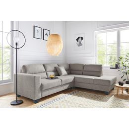 Trendmanufaktur Ecksofa &raquo;Chamber, zeitlos&modern, hoher Sitzkomfort, Breite 245cm, L-Form&laquo; wahlweise mit Schlaffunktion grau