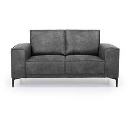 OTTO home 2-Sitzer &raquo;Kompaktsofa Oland, Struktur, Flachgewebe, Luxus-Microfaser, Boucle&laquo; 164 cm, Wellenunterfederung, Skandi-Design, Metallf&uuml;&szlig;e grau 